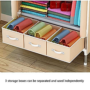 AWSAD Wardrobe Storage Large Canvas Wardrobe Clothes Storage with 3 Storage Boxes Good Bearing Capacity for Living Room, Bedroom Size: (170X90X45cm) (Size : 170X90X45cm A)