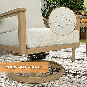 HAPPATIO Outdoor Patio Sofa Chairs Set of 2, Aluminum Patio Furniture Armchair, 4.5" Thicken Removable Cushions for Deck, Lawn, Outside (Beige)