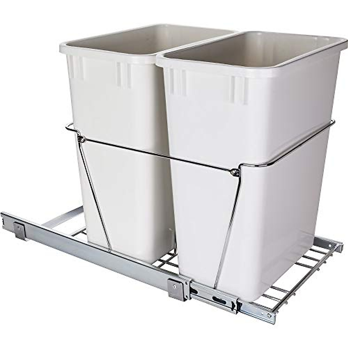 Hardware Resources Trash Can Double Pullout Waste Container System, Chrome