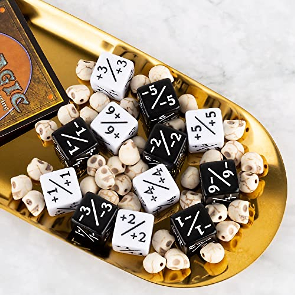 48 Pieces MTG Dice Counters Token Magic The Gathering Dice Set Creature Stats Buff Cube D6 Dice for CCG Card Card Games Accessory(Black, White)