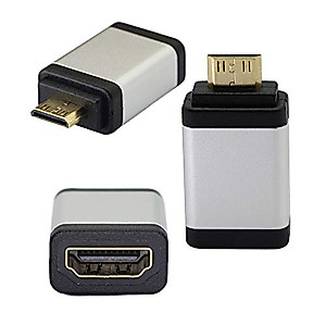 Mini HDMI to HDMI Adapter 2-Pack Mini HDMI Male to HDMI Female 4kx2k Gold Plated Adapter for Raspberry Pi, Camera, Camcorder, DSLR, Tablet, Video Card (Silver)