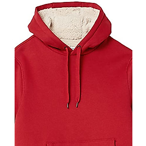 Amazon Essentials Men's Sherpa-Lined Pullover Hoodie, Red, Small