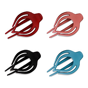 YARIEW 4 Pcs French Curved Flat Hair Clips，Women Non-slip French Concord Frosted Comfortable Fashion Clips for Thick Hair, Medium Alligator Eyelet Oval Claw Barrettes for Girls Women (Multicolor)