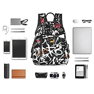 ZREXUO Graffiti Backpack Bookbags Daypack Supplies,Graffiti Art Laptop Bookbag Shoulder Bag Travel Sports for Men Women