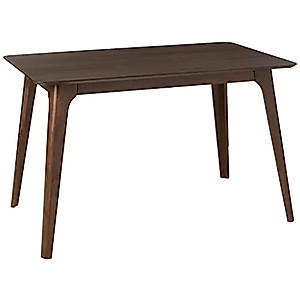 Christopher Knight Home Megann Mid-Century Wood Dining Set with Fabric Chairs, 5-Pcs Set, Natural Walnut / Light Beige