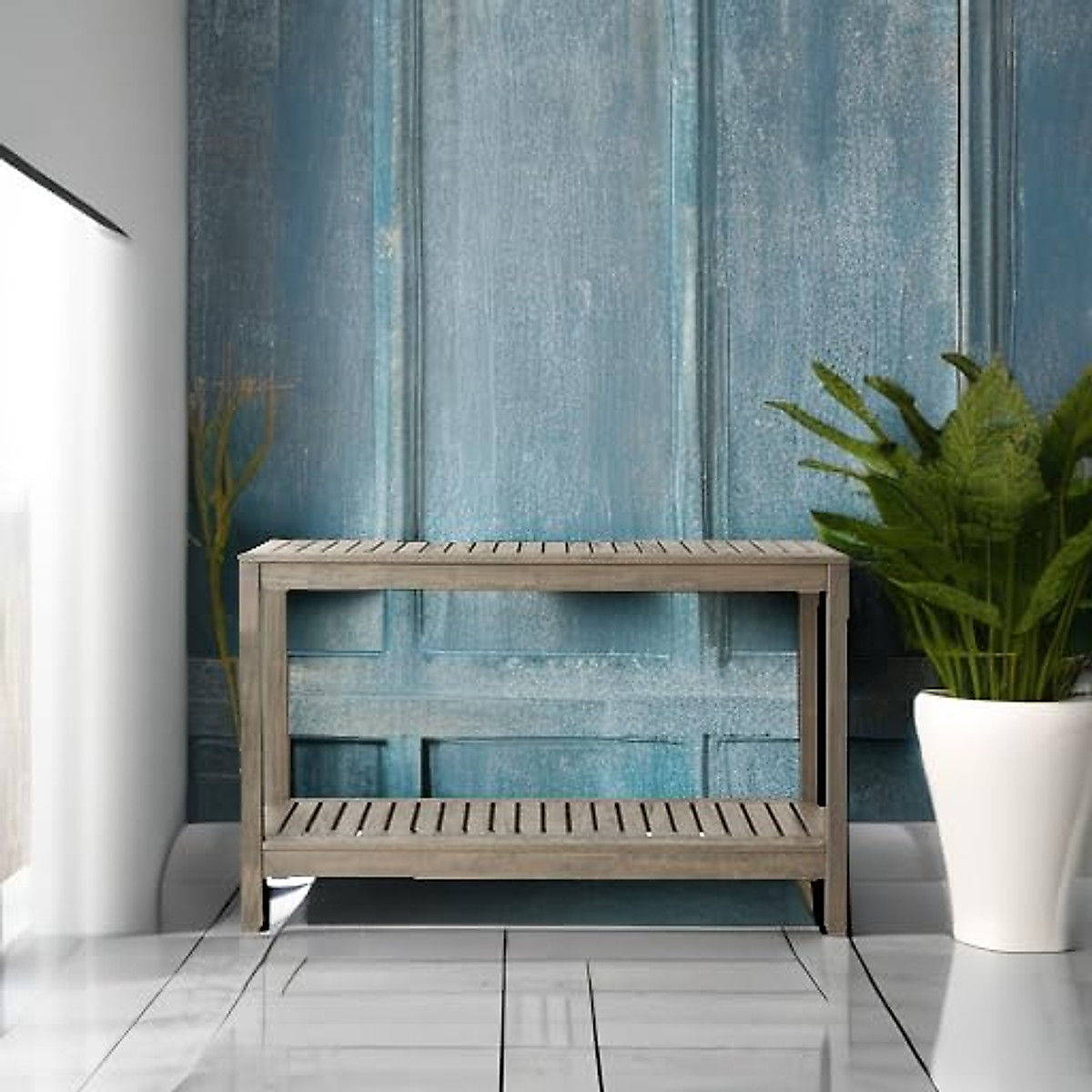 Cambridge Casual Solid Wood West Lake Outdoor Console Table, Weathered Gray