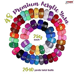 J MARK Premium Crochet Kit -includes 2,640 Yards of Acrylic Yarn for Crocheting Complete Crochet Set
