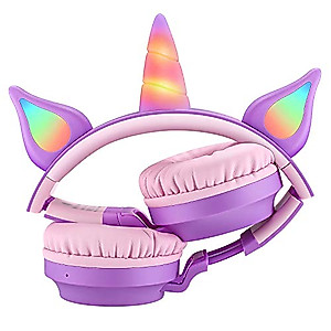 Nenos Bluetooth Kids Headphones Wireless Kids Headphones 93dB Limited Volume Wireless Headphones for Kids Unicorn