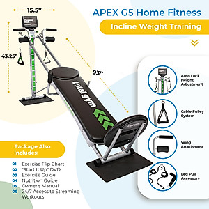 Total Gym APEX G5 Home Gym with Compact Design, Full Body Workout System for Home Fitness with 10 Levels of Resistance and Attachments, Black