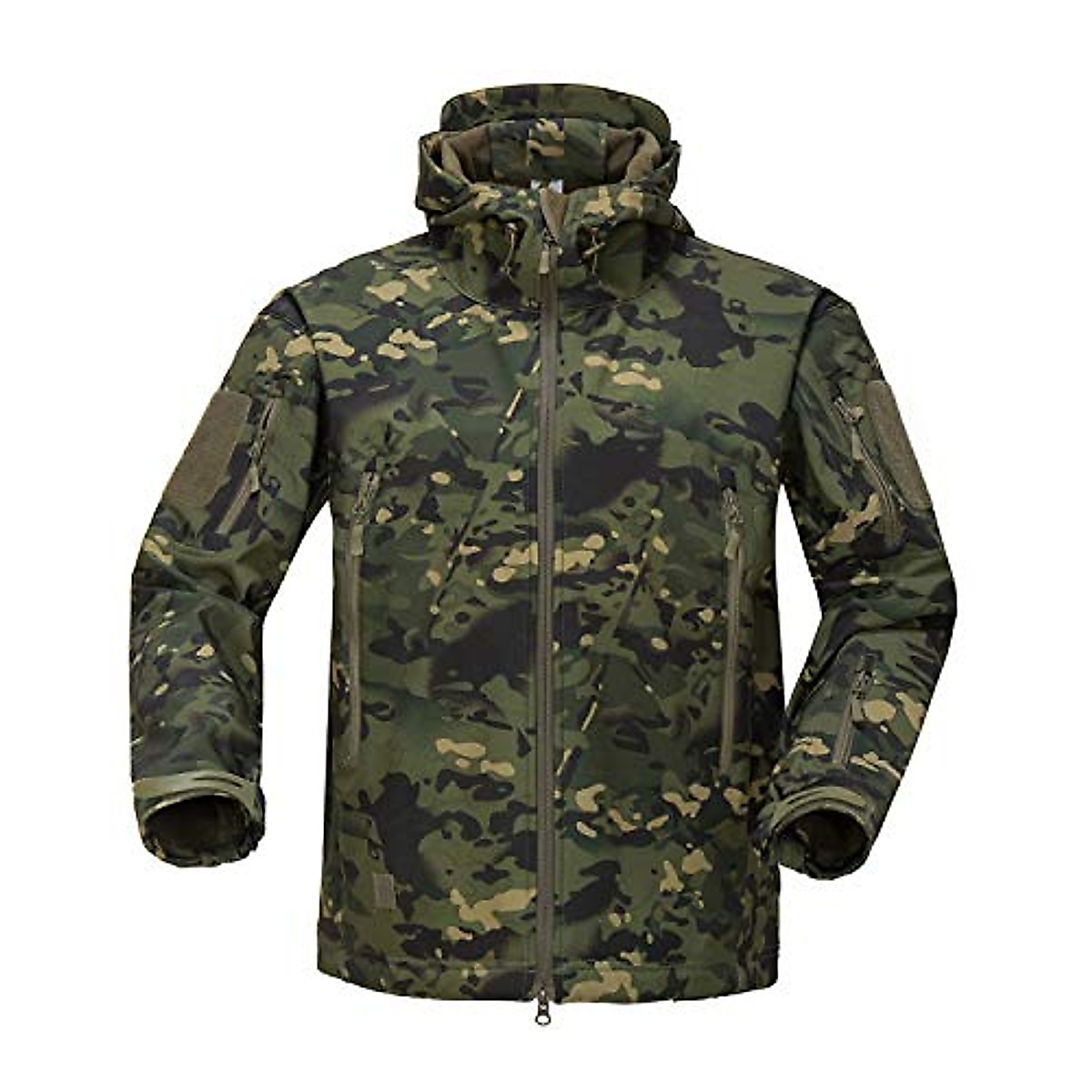 YFNT Men's Outdoor Waterproof Soft Shell Hooded Military Tactical Jackets Winter Warm Fleece Jacket Coat, US X-Large, CN 3X-Large, Green Cp