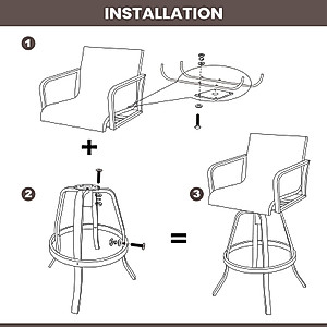 Pellebant Swivel Bar Stools Set of 2, Outdoor Aluminum Bar Height Chairs, All Weather Furniture for Patio, Pool, Garden, Backyard, Brown
