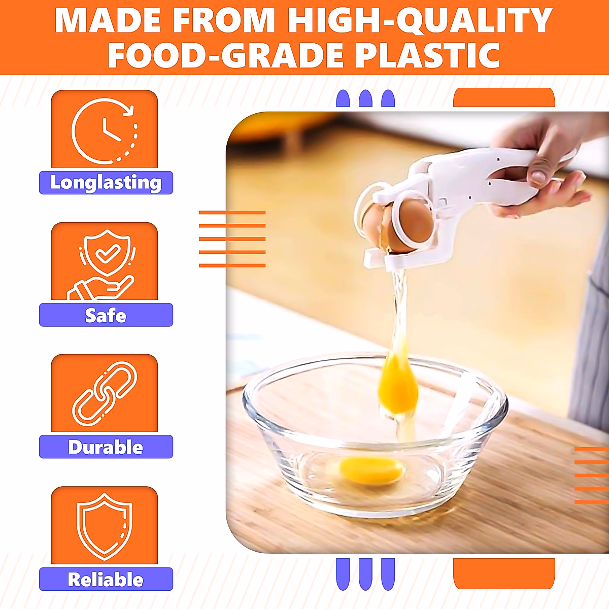Egg Cracker Tool for Raw Eggs - Egg Breaker Egg Opener Tool One Hand Egg Cracker Egg Shell Opener - Egg Peeler Egg Separator Cute Kitchen Gadgets