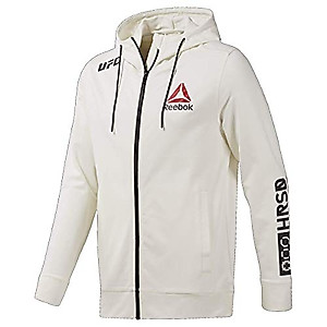 UFC Reebok Men's Walkout Hoodie, Chalk/Black, Large