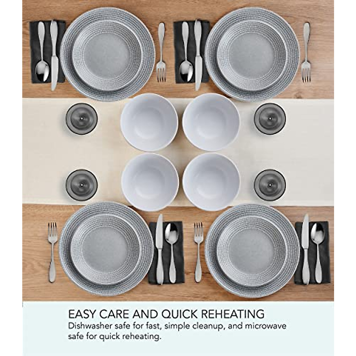 Pfaltzgraff Felicity 12 Piece Dinnerware Set, Service for 4,Gray