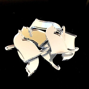 Super Cool Creations Cat Sitting Shaped Crafting Mirrors, Set of 10, Many Colours, Shatterproof Acrylic, Light Grey, Pack of 10 x 9cm