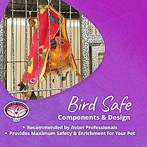 Super Bird Creations SB474 Sheltering Peekaboo Perch Tent with Colorful Plastic Beads & Bell, Small to Medium Size, 12” x 5” x 6.5”