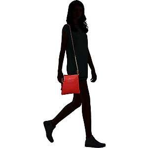 B BRENTANO Vegan Double-Zipper Crossbody Bag with Chain Strap (Hazelnut)