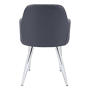 Monarch Specialties 1192, Set of 2, Side, Upholstered, Kitchen, Room, Pu Leather Look, Metal, Contemporary, Modern Dining Chair, 17.50" L x 23.5" W x 33" H, Grey | Chrome Legs