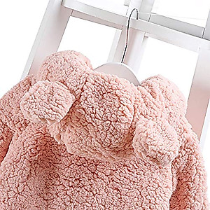 Aivtalk Baby Toodler Fuzzy Jacket Cute Hoodie Cotton Coat Winter Warm Outerwear (6-12 Months, Light Pink)