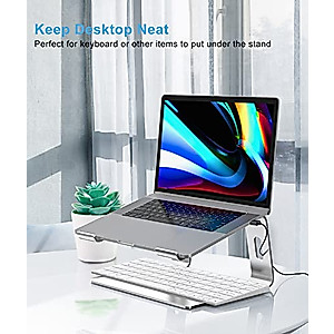 BoYata Laptop Stand, Aluminum Ergonomic Laptop Riser Computer Stand for Desk, Detachable Laptop Holder Compatible for All 10-15.6" MacBook Air Pro, Dell XPS, HP, Lenovo, Samsung-Silver