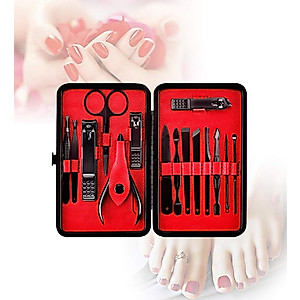 Nail Clippers Sets High Precisio Stainless Steel Nail Cutter Pedicure Kit Nail File Sharp Nail Scissors and Clipper Manicure Pedicure Kit Fingernails & Toenails with Portable stylish case (Black)