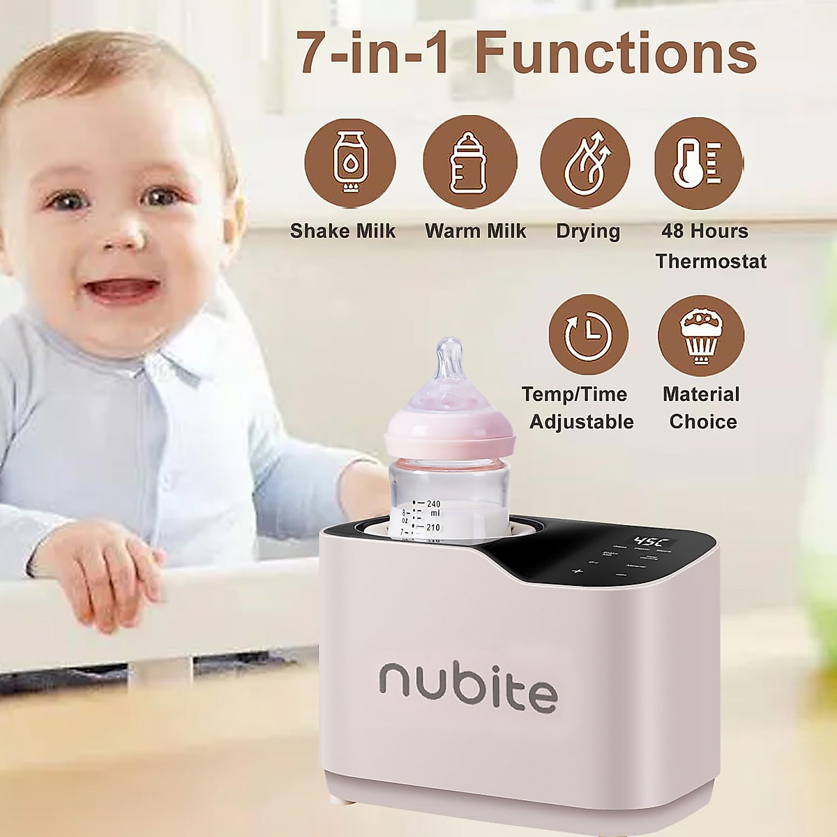 Waterless Baby Bottle Shaker, Baby Milk Warmer Portable 48H Constant Keep Warming for Breastmilk or Formula, Rotary Electric Feeding Mixer Powder, Baby Bottle Dryer with Accurate Temperature Control