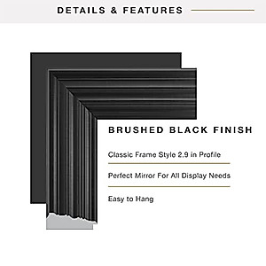 MCS 47695 Ridged Wall Mirror, 28 by 34-Inch, Brushed Black