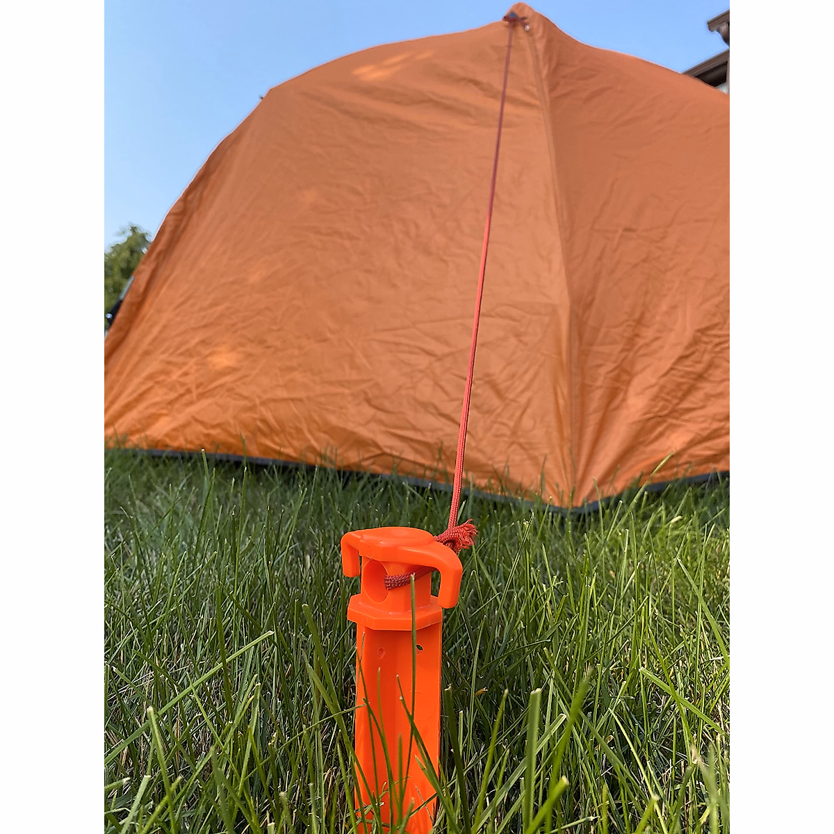 16" 12 PCS Tent Pegs Garden Stakes Durable and Strong Plastic Tent Stakes for Beach Mat, Camping, Hiking, Garden, Landscape Stakes, Orange Stakes UV Resistant