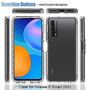 Gufuwo Case for P Smart 2021/Huawei Y7A/Enjoy 20 SE Case with Tempered Glass Screen Protector, Clear 360 Full Body Protection Hard Shell+Soft TPU Shockproof Cover Cases for Huawei P Smart 2021 (Clear)