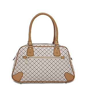 Rioni Signature Satchel Organizer Handbag Purse - Signature Natural Cream
