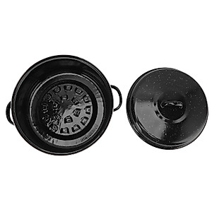 Covered Round Roaster, Non Stick Roasting Pan With Lid and Shelf, Speckled Black Large Capacity Multi Use Roaster Pan, Enamel Broiler Pan for Turkey, Meat, Vegetables, Sweet Potatoes, Chestnuts(26cm)