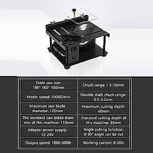 Mini Table Saw Multifunctional Small Table Saw | Cutting | Sanding | Engraving | Drilling | All-in-One Machine, Precision Craftsman Table Saw,7 Levels of Speed,0-90° Angle Adjustment