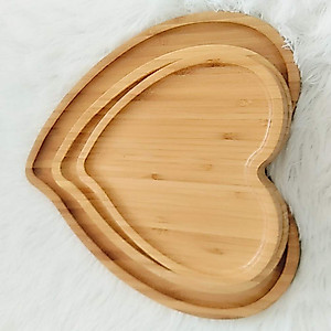 UPKOCH 2pcs Heart Shape Wood Plate Wooden Serving Tray Food Plate for Dessert Snacks Fruit Breakfast Sandwich Bread M