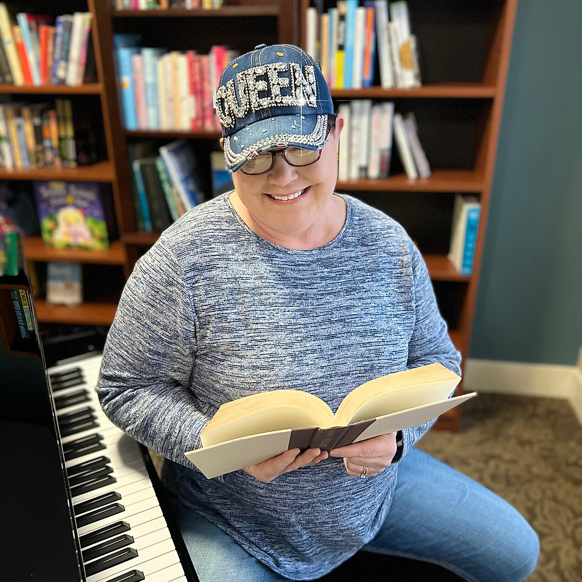 Popfizzy Bling Queen Hat for Women, Bling Bling Rhinestone Denim Hat, Distressed Baseball Cap, Bejeweled Bedazzled Ball Cap