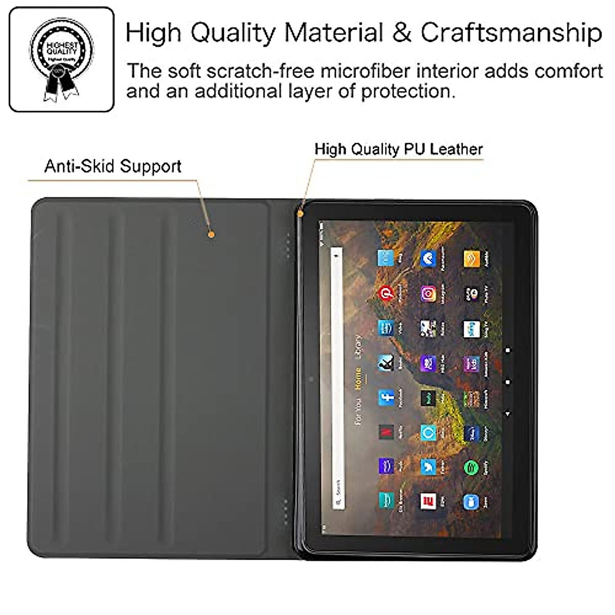 Pudazvi Case for Amazon Kindle Fire HD 10 & 10 Plus Tablet(Fit for 10.1" 13th/11th Generation 2023/2021 Release),Ultra Slim Multi-Angle Viewing Auto Wake/Sleep,Marble Purple