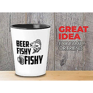 Fisher Shot Glass 1.5oz - Beer Fishy Fishy - Fisherman Funny Witty Fish River Fishing Lures Flounder Net Alcoholic Lover