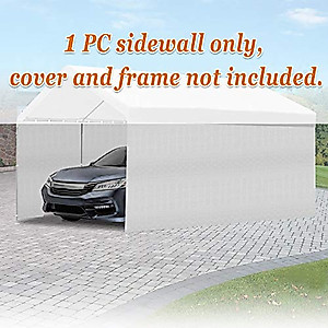 Strong Camel Carport Replacement Sidewall Instant Canopy PE Side Wall,6.4FTx19.7FT (1 Pack Side Wall Only) (White)