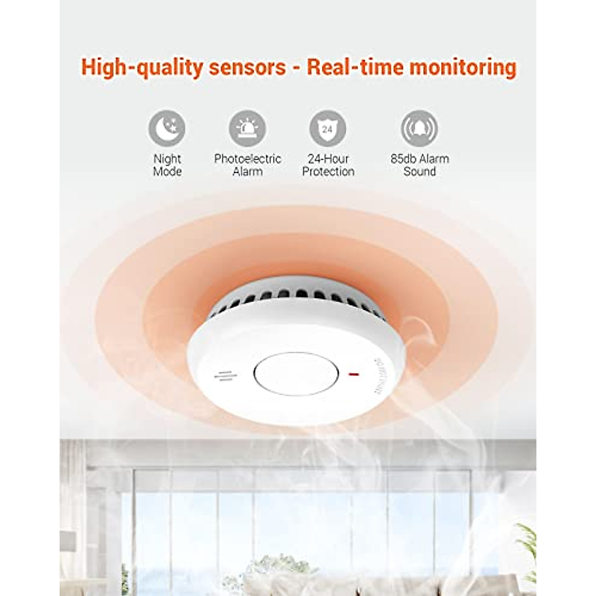 Jemay 3 Pack Wireless Interconnected Smoke Detectors Fire Alarm with Transmission Range of Over 820 ft, Fire Detector 10 Year Lithium Battery, with Enhanced Photoelectric Sensor