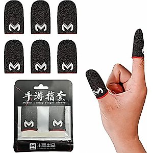 CALIN KASEN Mobile Phone Gaming Finger Sleeves for Game Controllers (Pack of 3 Pair) Gamer Fingertip Case Sweatproof/Breathable/Durable Fiber Suitable League Legends, PUBG, etc. 6 Pack(Grey)