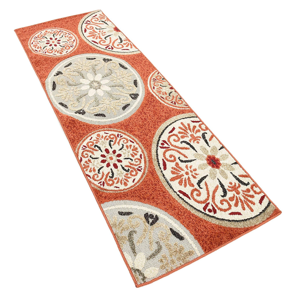 Unique Loom Outdoor Modern Collection Area Rug (2' x 6' 1" Runner, Terracotta/ Burgundy)