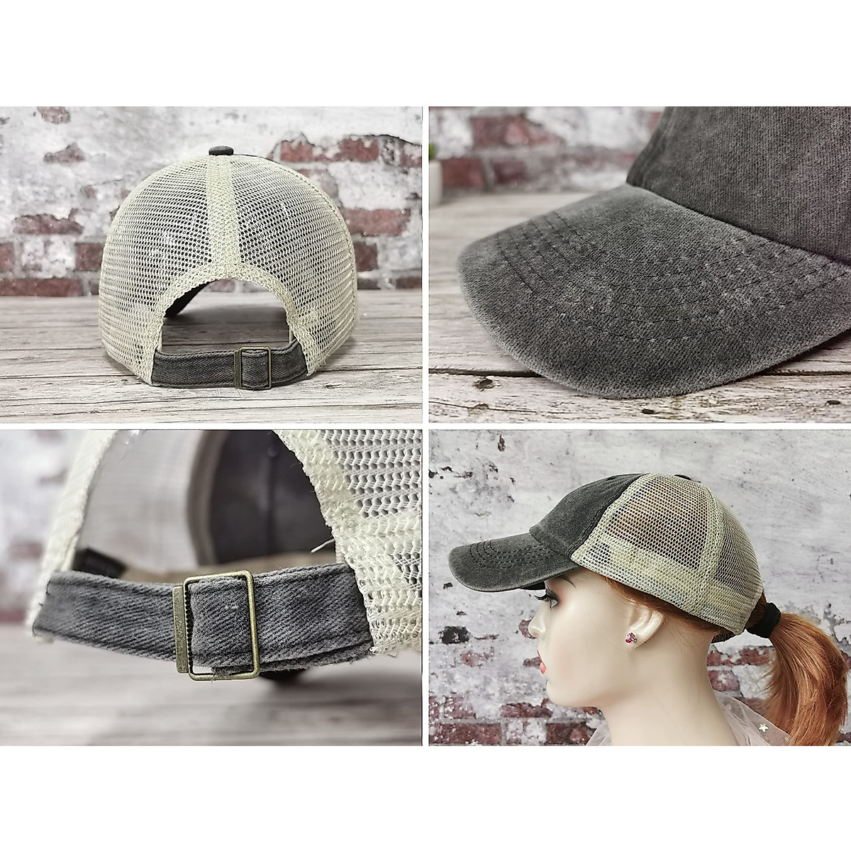 Hepandy Embroidered Boat Hair Don't Care Baseball Cap for Women, Embroidery Trucker Hat, Adjustable Snapback Mesh Dad Hats