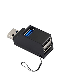 SHANFEILU USB Hub 90 Degree Splitter 3 Port USB 3.0 Adapter Portable Powered Data USB Hub High Speed Transfer for PC Laptop USB Flash Drives Black