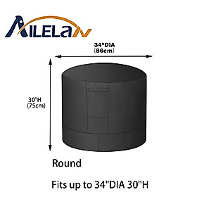 Ailelan Winter Air Conditioner Covers for Outside Units - 34 x 34 x 30 inches Water Resistant AC Unit Covers Outdoor - American Standard Furniture Universal Cover (Round) - Black