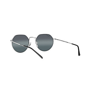 Ray-Ban RB3565 Jack Round Sunglasses, Silver/Dark Blue Mirrored Polarized, 51 mm