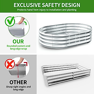 LANXU Galvanized Raised Garden Bed, 0.6MM Thickness, 4x2x1FT, Breathable Side Vents Metal Garden Planter for Vegetables Flowers Herbs