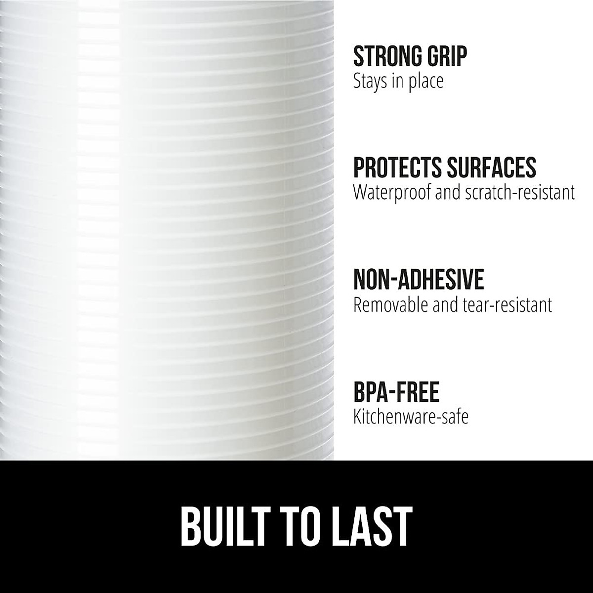 Gorilla Grip Non Adhesive, Waterproof, Durable Ribbed Drawer Liner, Easy to Trim, Reusable, Strong Grip Liners for Drawers, Kitchen Cabinets, Desk Storage, Shelf Organization, 12x20, Clear