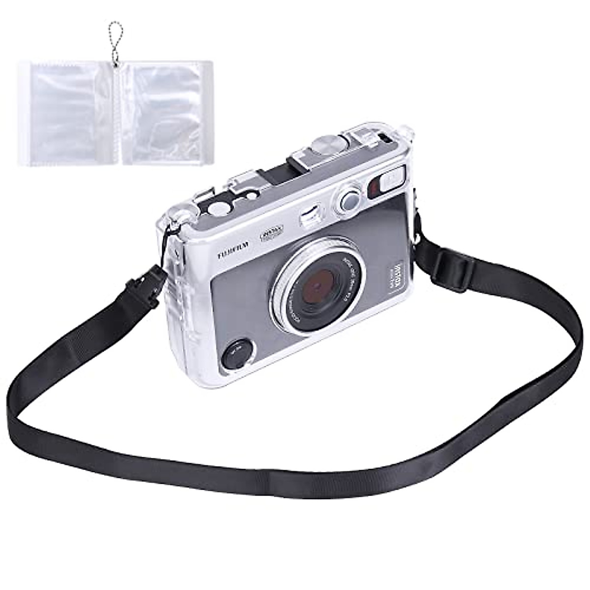 khanka Protective Clear Hard Camera Case Compatible with Fujifilm Instax Mini Evo Instant Camera, with Shoulder Strap