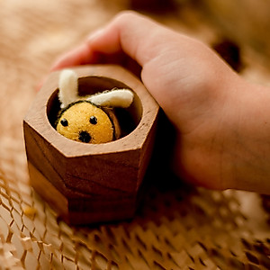 KOOKAROO Wooden Bee Hive Sorting & Stacking Toys for Toddlers -Learning Montessori Toys for 3 Year Old - Fine Motor Skill Tactile Toys - Sensory Bin Toys