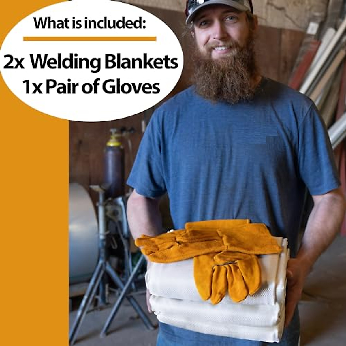 Supa Ant 2-pack Welding Blanket (6ft x 8ft) - 538C Heat Tolerant with Welding Gloves - Fiberglass Emergency Blanket