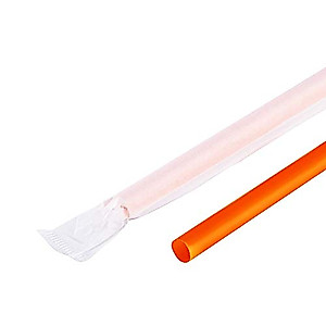 Karat C9075 (Orange) 9" Giant Straws (8mm Diameter), Paper-Wrapped, Solid Orange (Case of 2500)